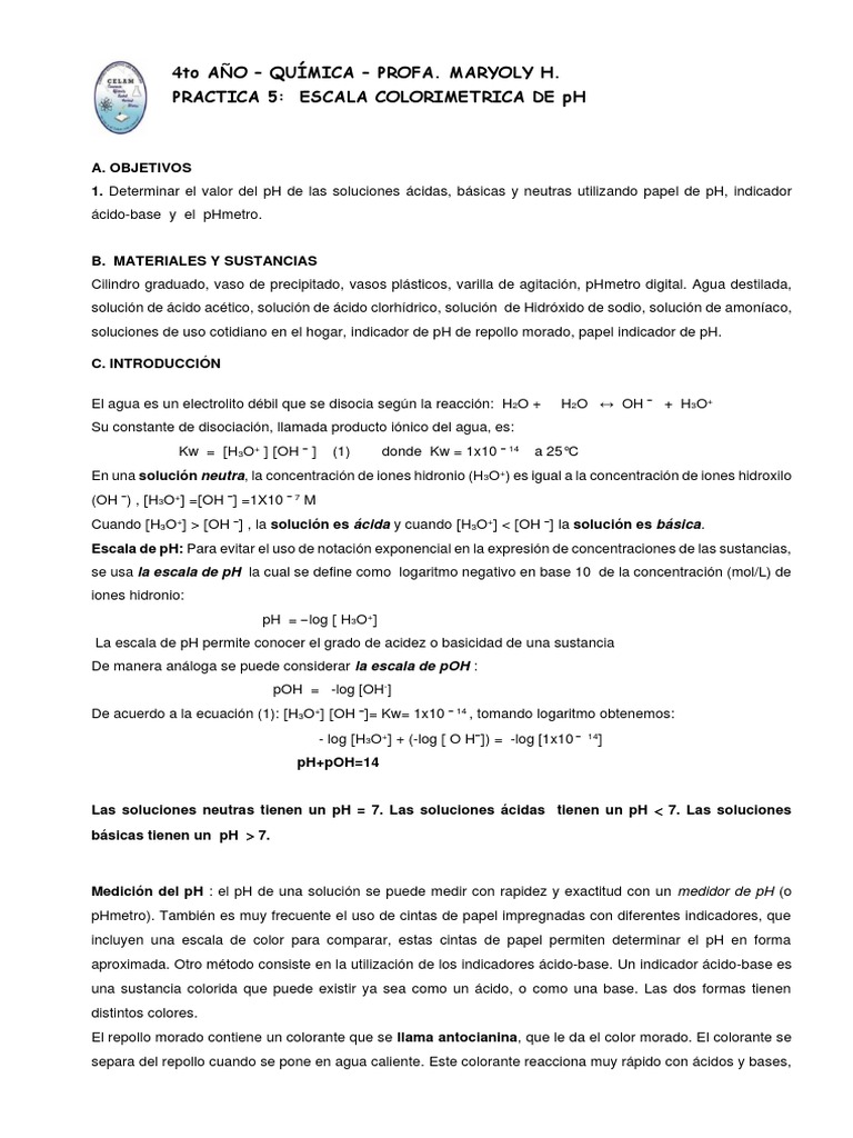 PRACTICA DE PH | PDF | Ph | Ácido