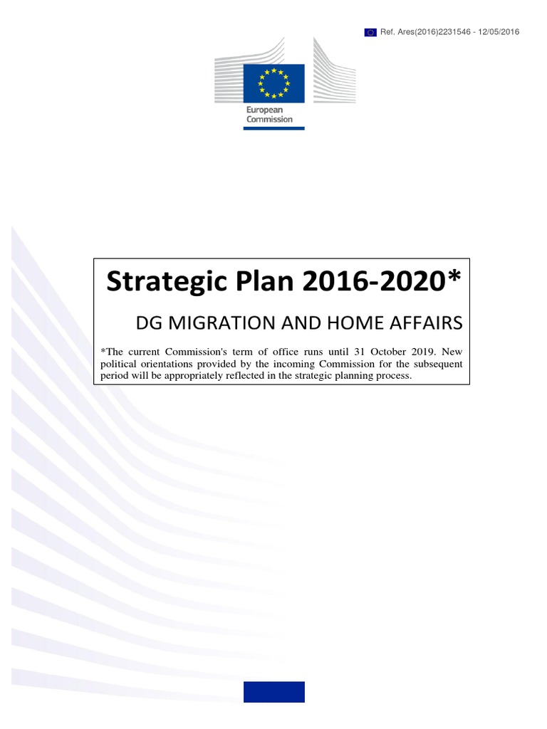 DG Home Strategic Plan 2016-2020 | PDF | European Union | People Smuggling