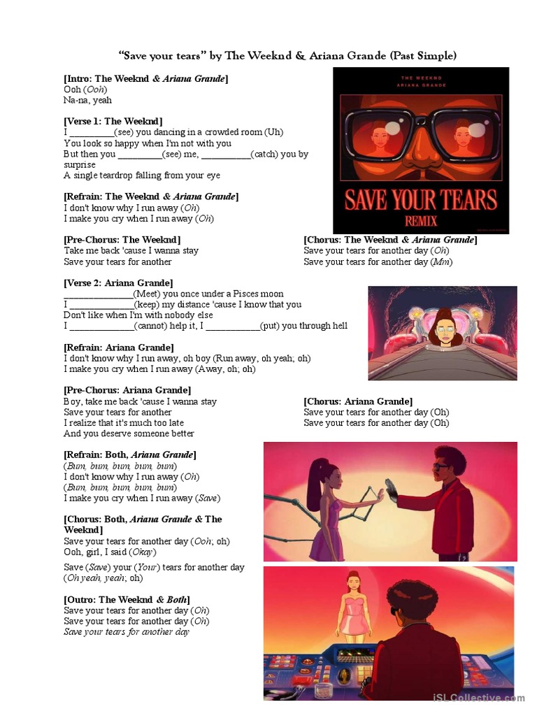 "Save Your Tears" by The Weeknd & Ariana Grande (Past Simple) | PDF