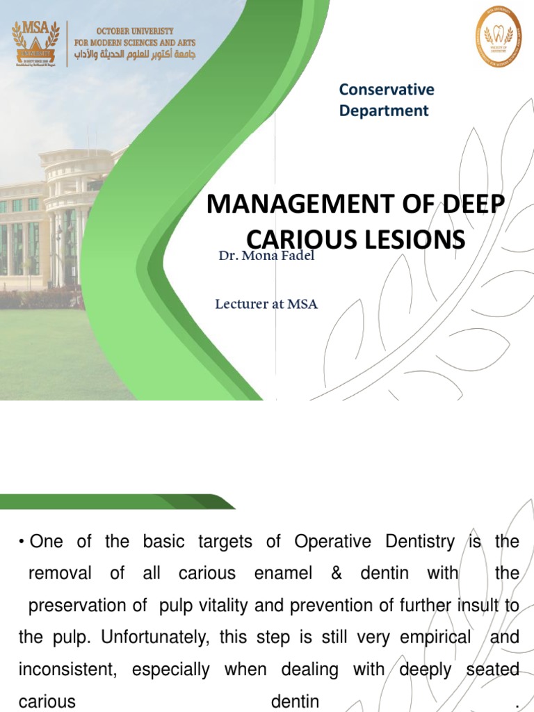 Management of Deep Caries 1st Part | PDF | Dentin | Tooth
