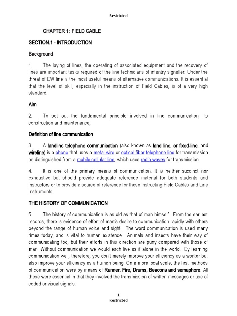 Field Cable Communication Essentials | PDF | Telephone Exchange | Telephone