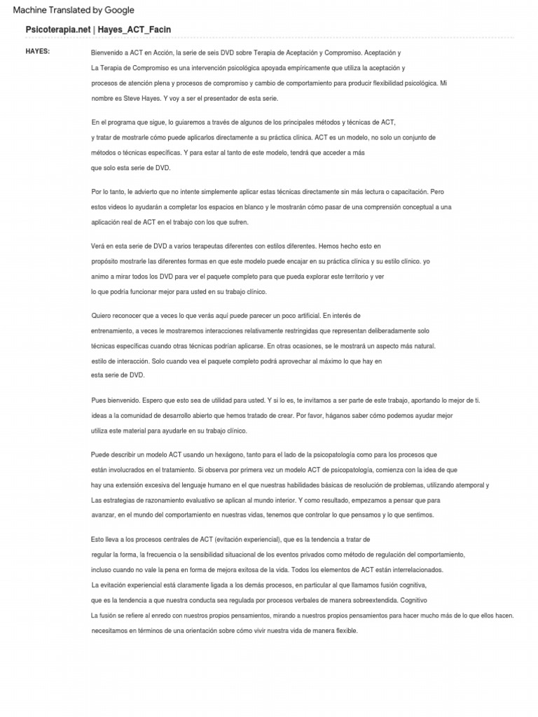 Hayes ACT Facin | Descargar gratis PDF | Pensamiento | Sicología