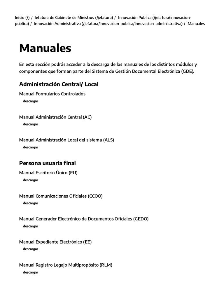 Manuales del Sistema GDE | PDF