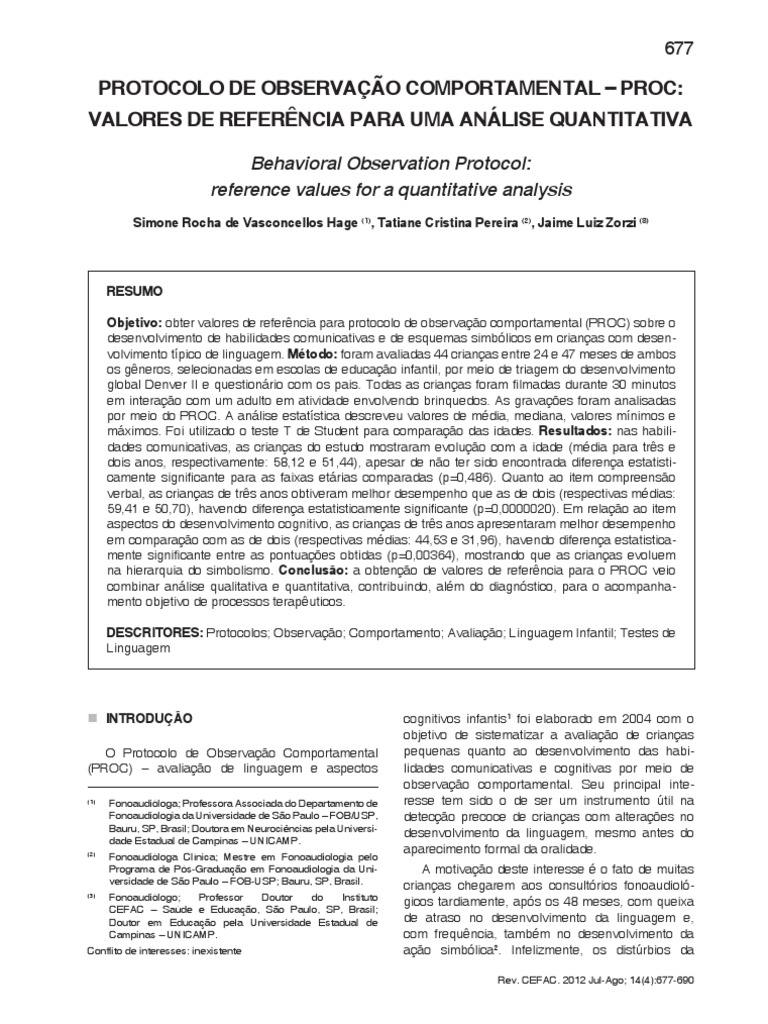 Protocolo de Observacao Comportamental P | PDF | Comunicação | Aprendizado Protocolo de Observacao Comportamental P | PDF | Comunicação | Aprendizado