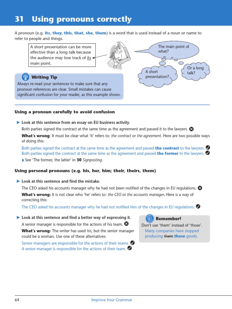 Clear Pronoun Usage in English Grammar | PDF | Pronoun | Noun
