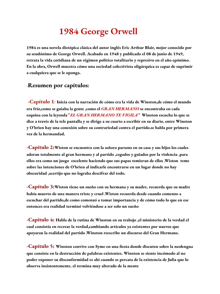 Análisis de "1984" de George Orwell | PDF | George Orwell