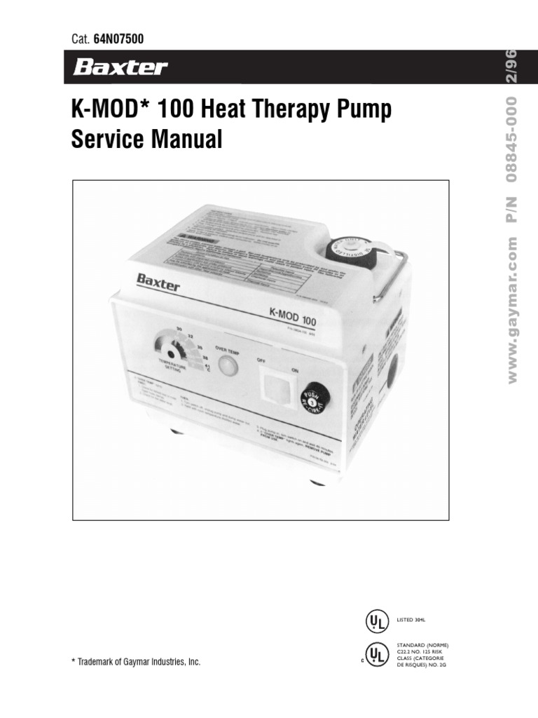 Baxter K-Mod 100 Service Manual | PDF | Thermostat | Electrical Connector