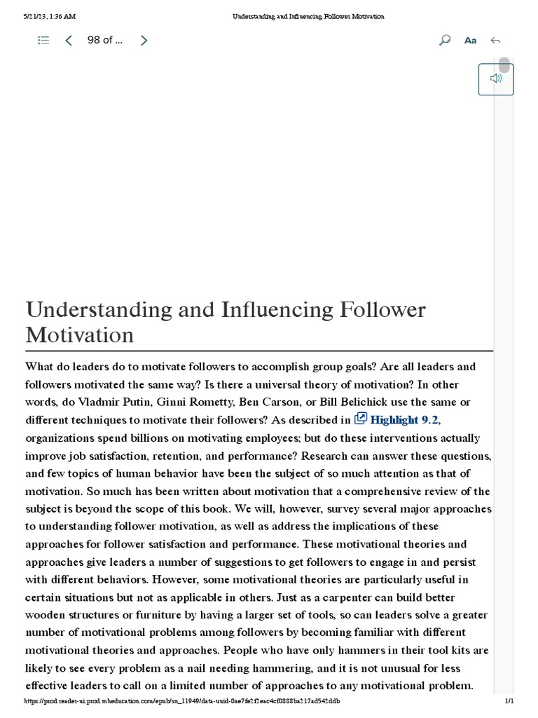 Understanding and Influencing Follower Motivation | PDF