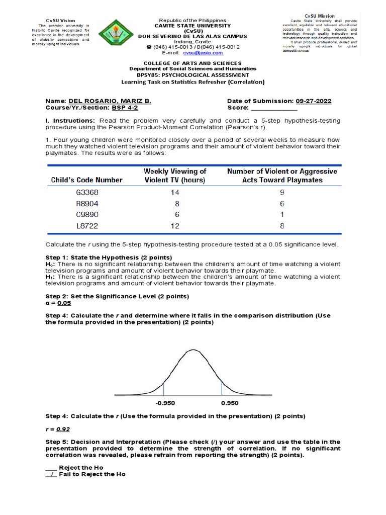 Correlation Activity Pdf Statistical Hypothesis Testing 5847