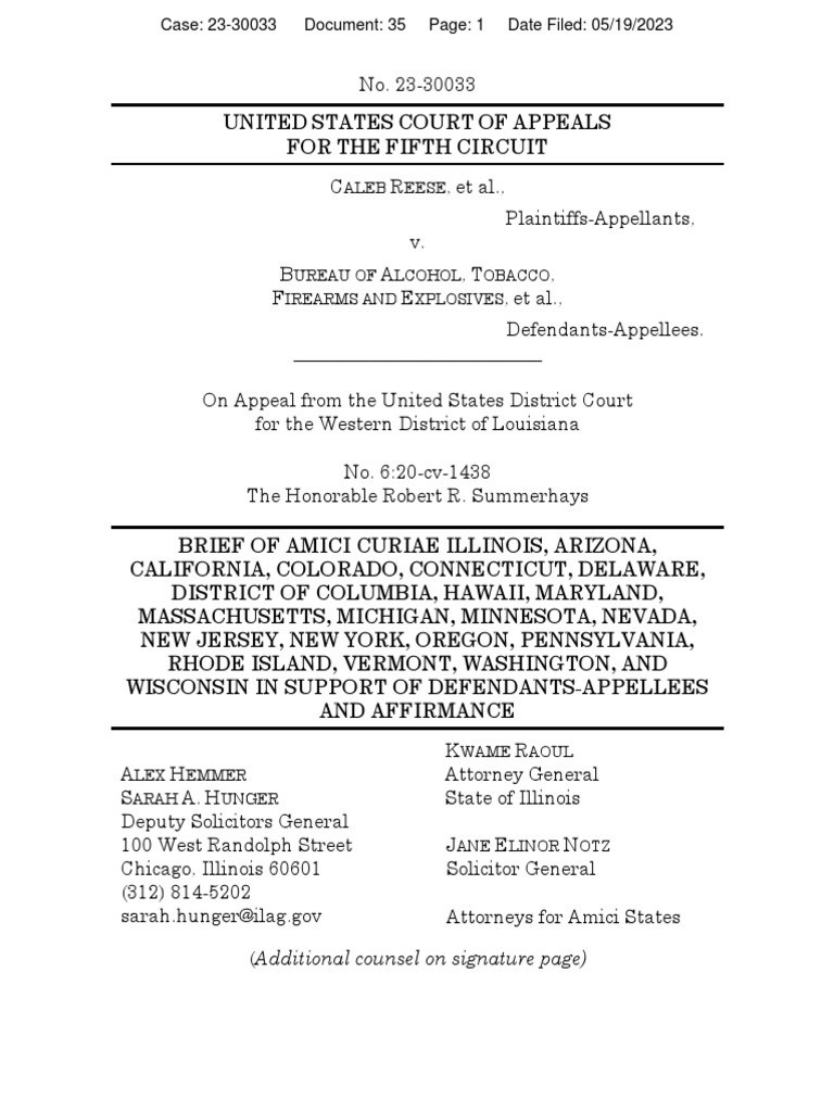 Reese v. ATF Amicus Brief Filed | Download Free PDF | Second Amendment ... Reese v. ATF Amicus Brief Filed | Download Free PDF | Second Amendment ...