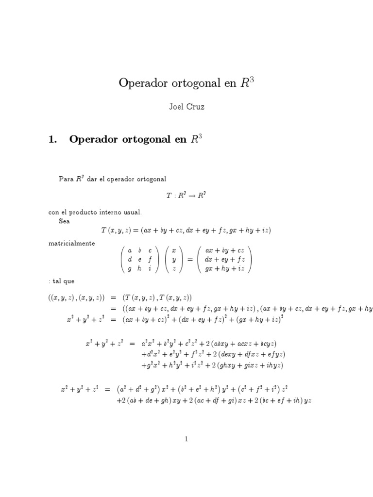 01 Operador Ortogonal en R3 | PDF