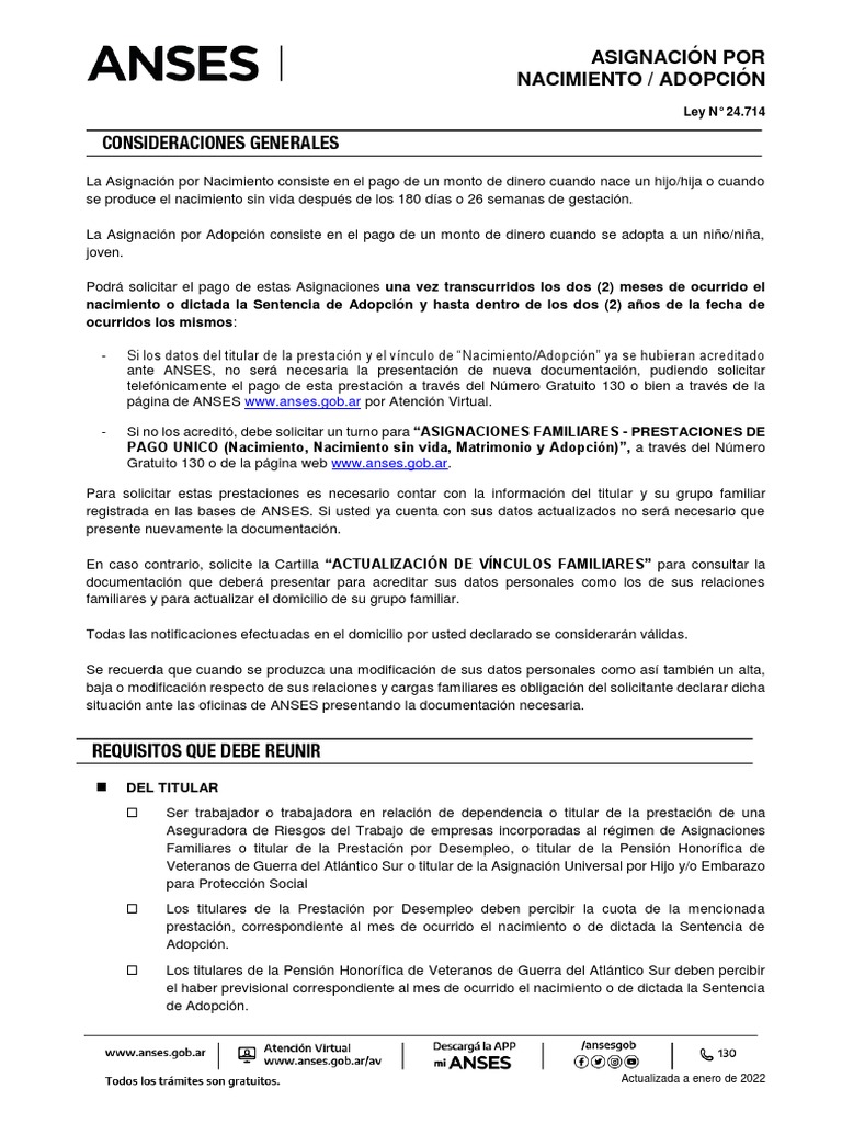Asignacion Por Nacimiento - Adopcion 2022 | PDF | Adopción ...