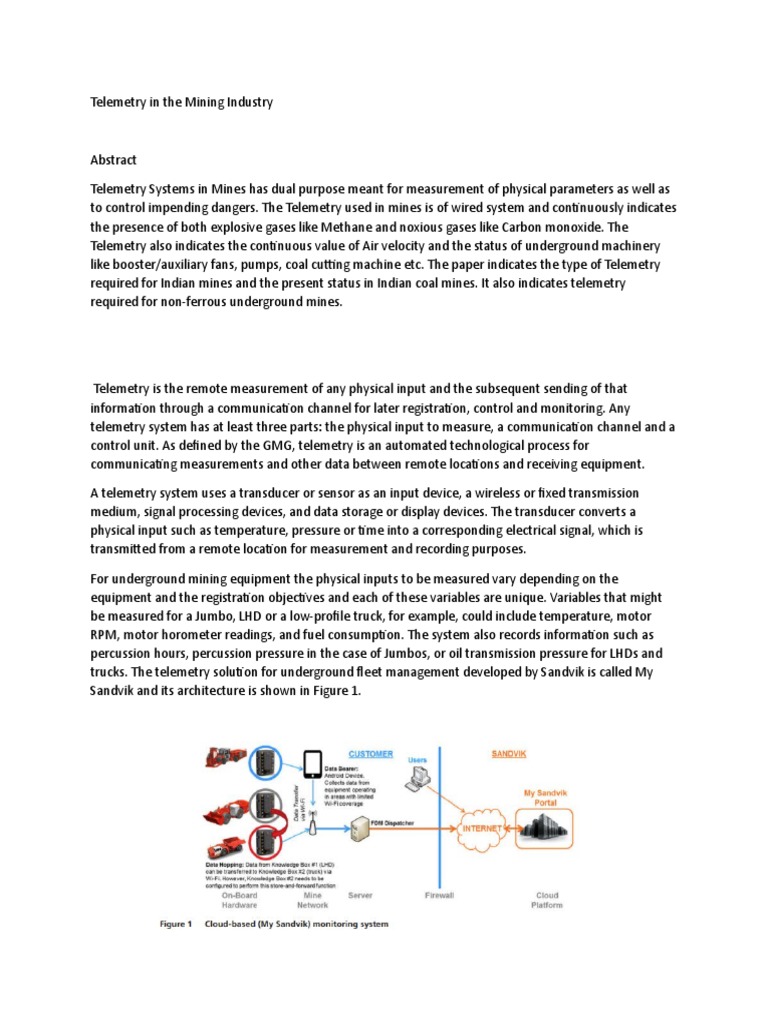 Telemetry in The Mining Industry | PDF | Telemetry | Cloud Computing