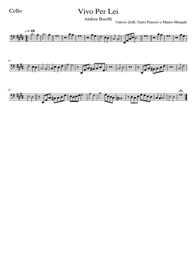 Vivo Per Lei-Cello | PDF