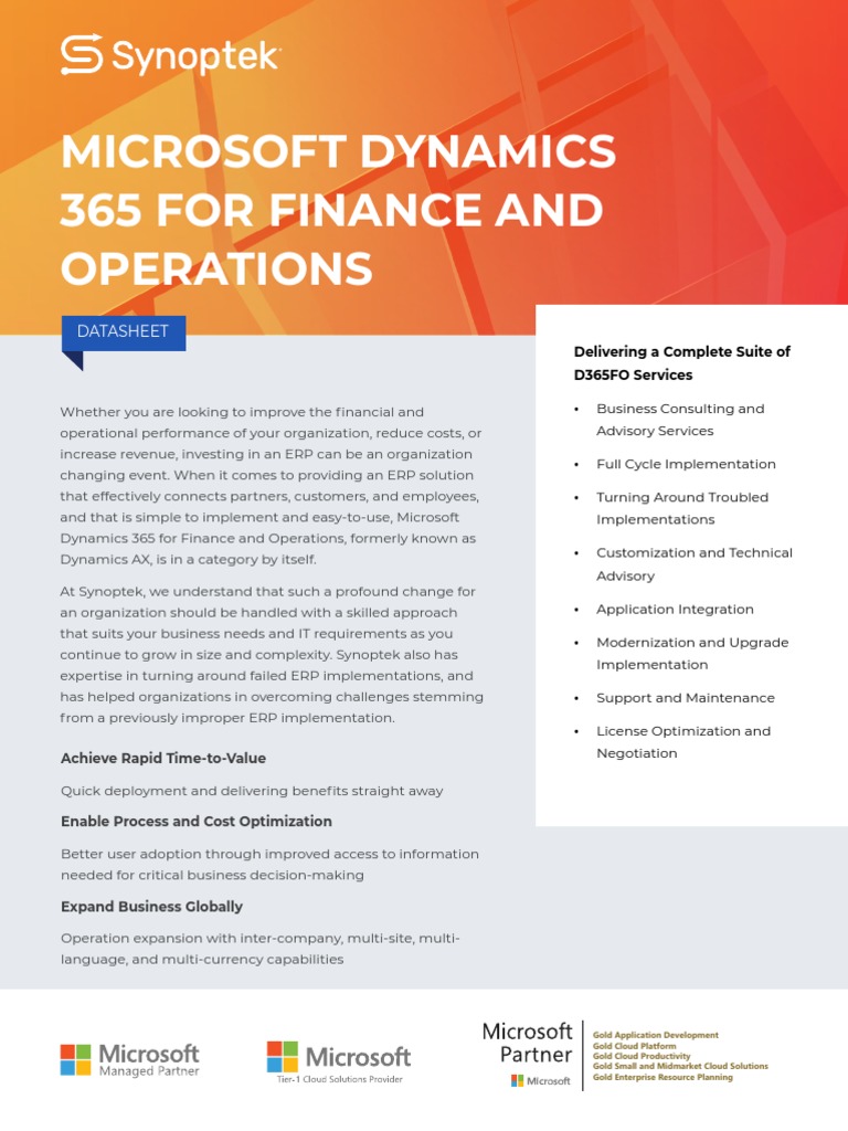 Synoptek's Dynamics 365FO Solutions | PDF | Enterprise Resource ...