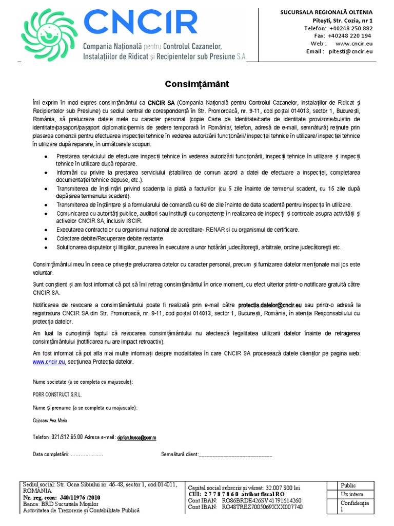 Formular de Consimtamant | PDF