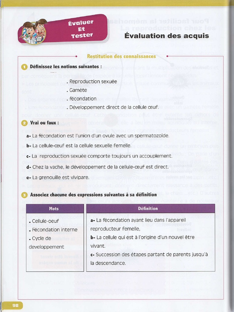 La Reproduction Chez Les Animaux Exercices Manuel | PDF