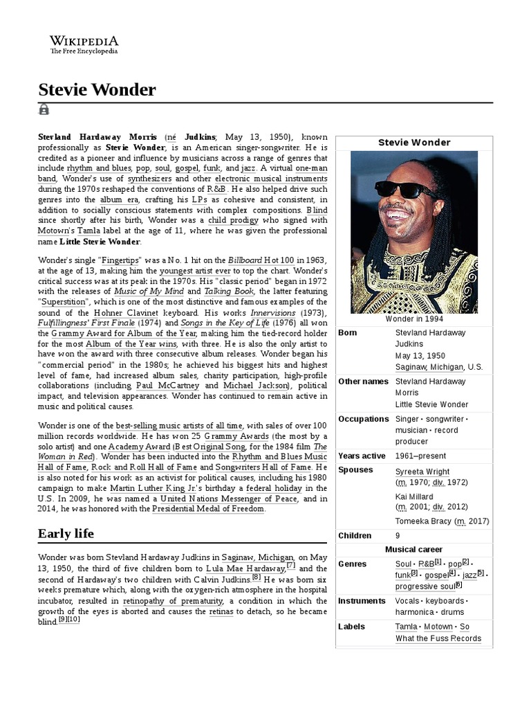 Stevie Wonder | PDF | Popular Music | African American Music