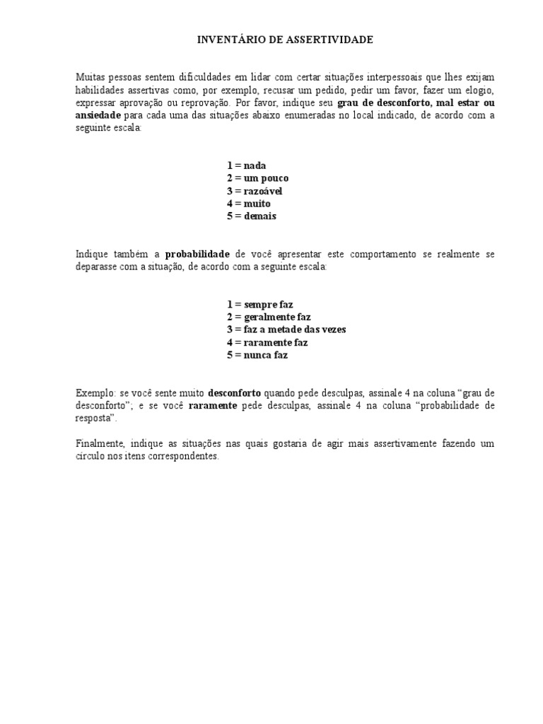 Inventário de Assertividade | PDF