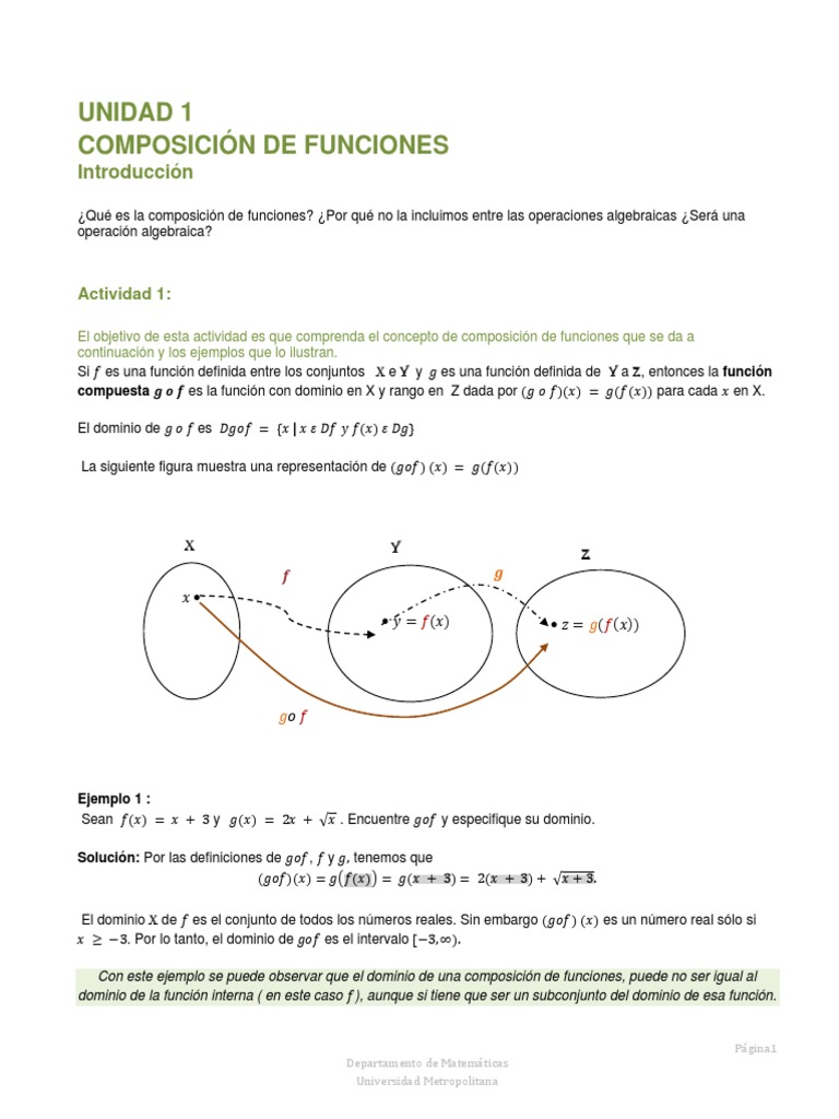 2.1. COMPOSICIÓN DE FUNCIONES Actualizado | PDF | Función (Matemáticas) | Conjunto (Matemáticas)