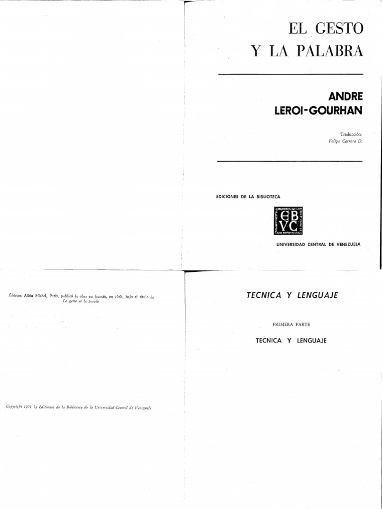 Leroi-Gourhan Andre El Gesto y La Palabra | PDF | Libros para adolescentes