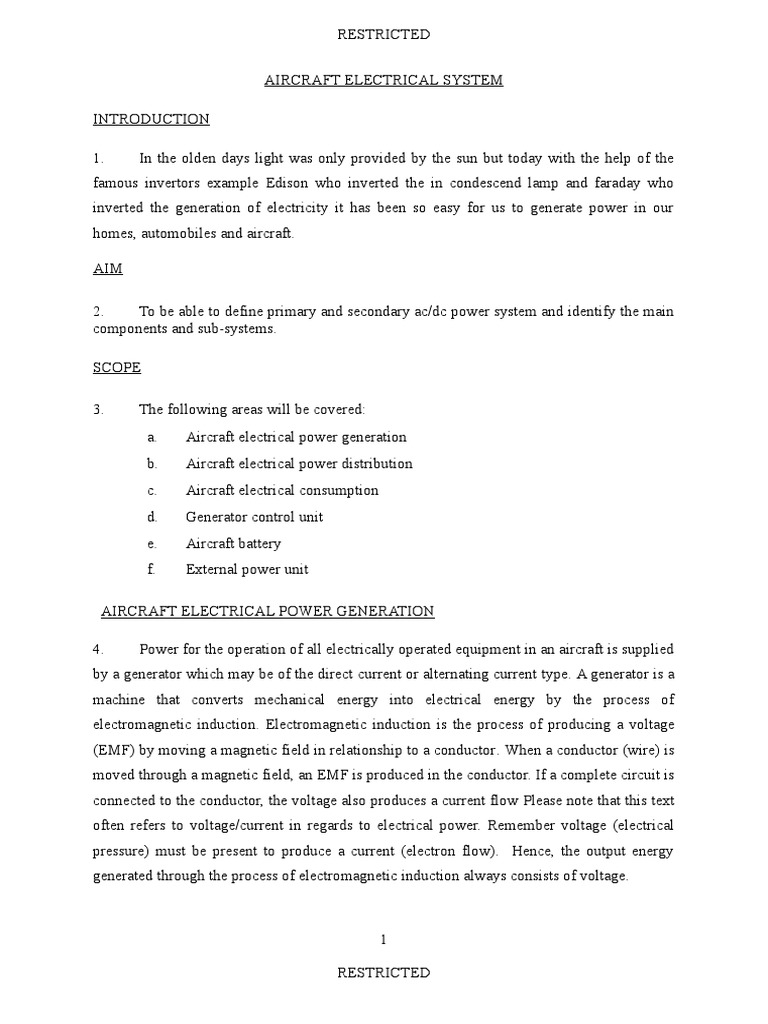 Aircraft Electrical Power Systems Overview | PDF | Power Inverter ...
