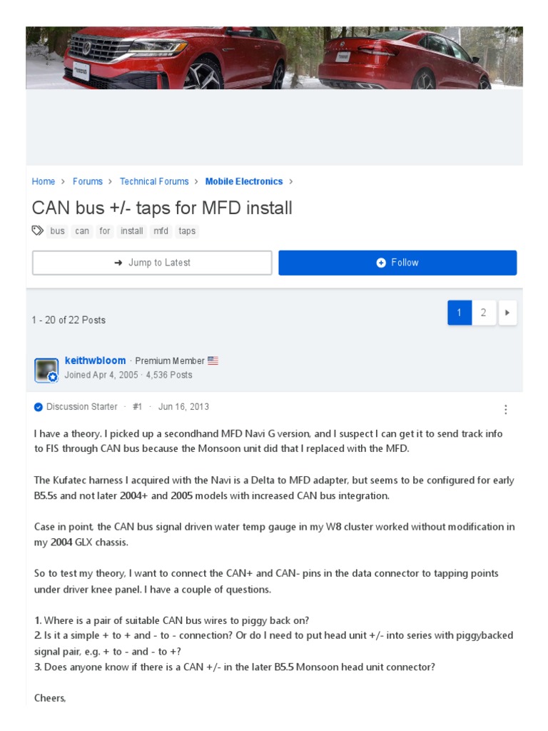 CAN Bus + - Taps For MFD Install - Volkswagen Passat Forum | PDF ...