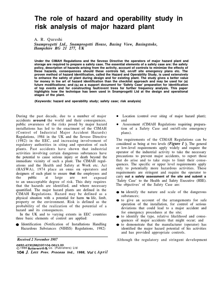 A.R. Qureshi - The Role of Hazard and Operability Study in Risk ...