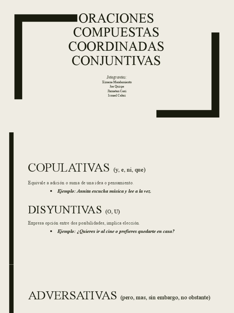 Oraciones Compuestas Coordinada Conjuntiva | PDF
