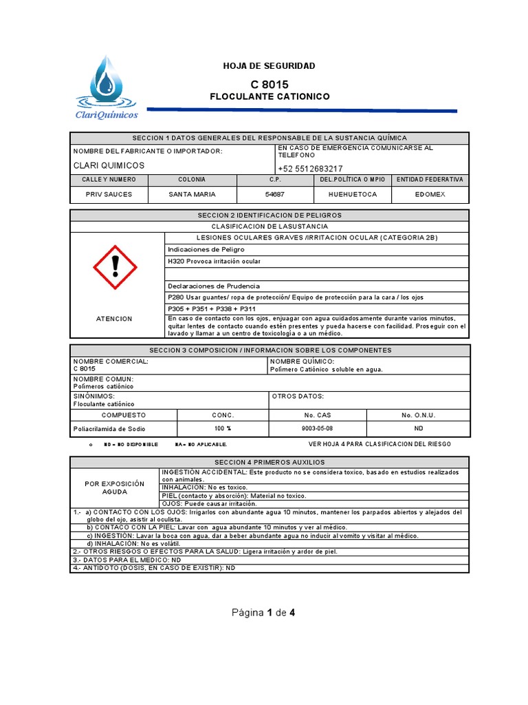 Polimero Cationico C 8015 | PDF