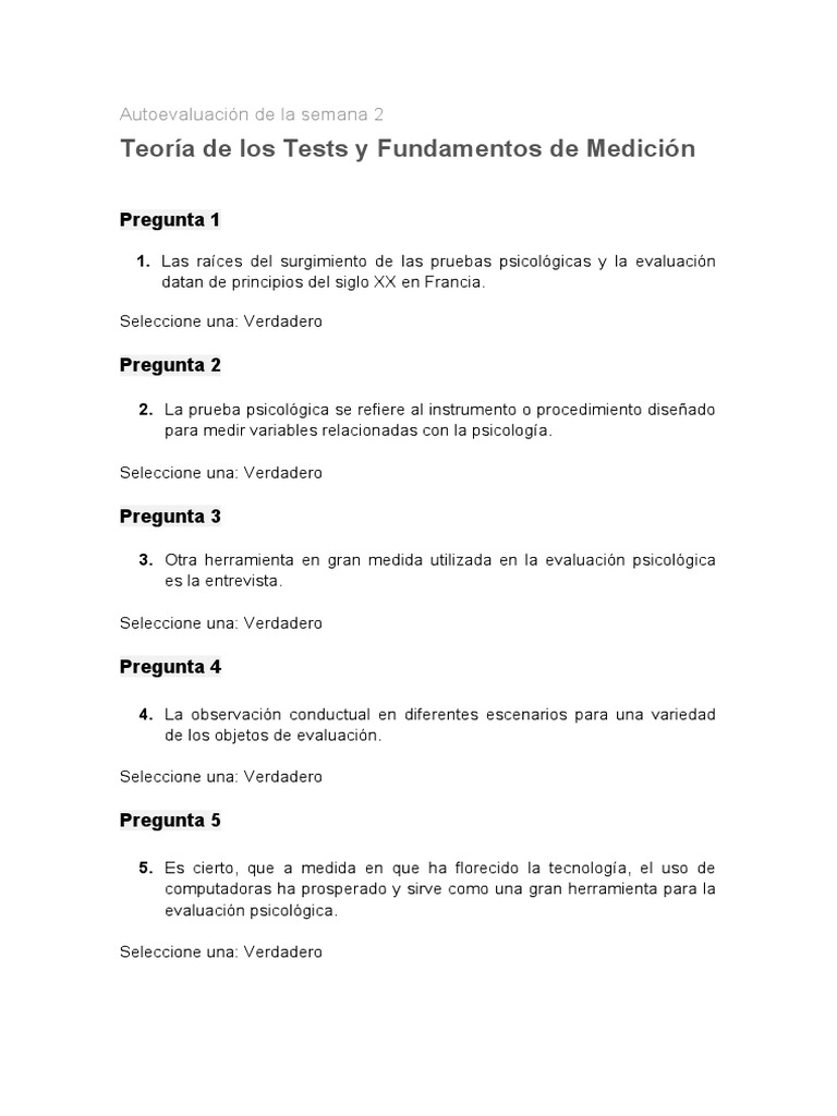 2da. Semana. Ejercicios de Autoevaluación de La Unidad 2 | PDF