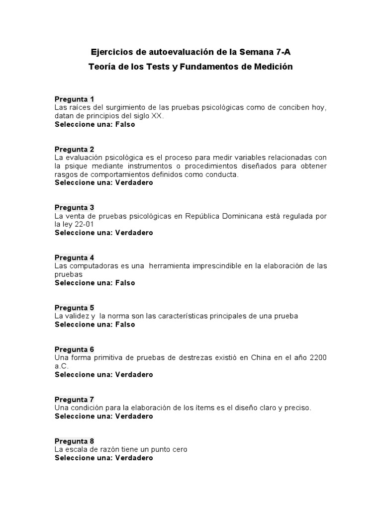 7ma. Semana. Ejercicios de Autoevaluación de La Unidad VIIa | PDF