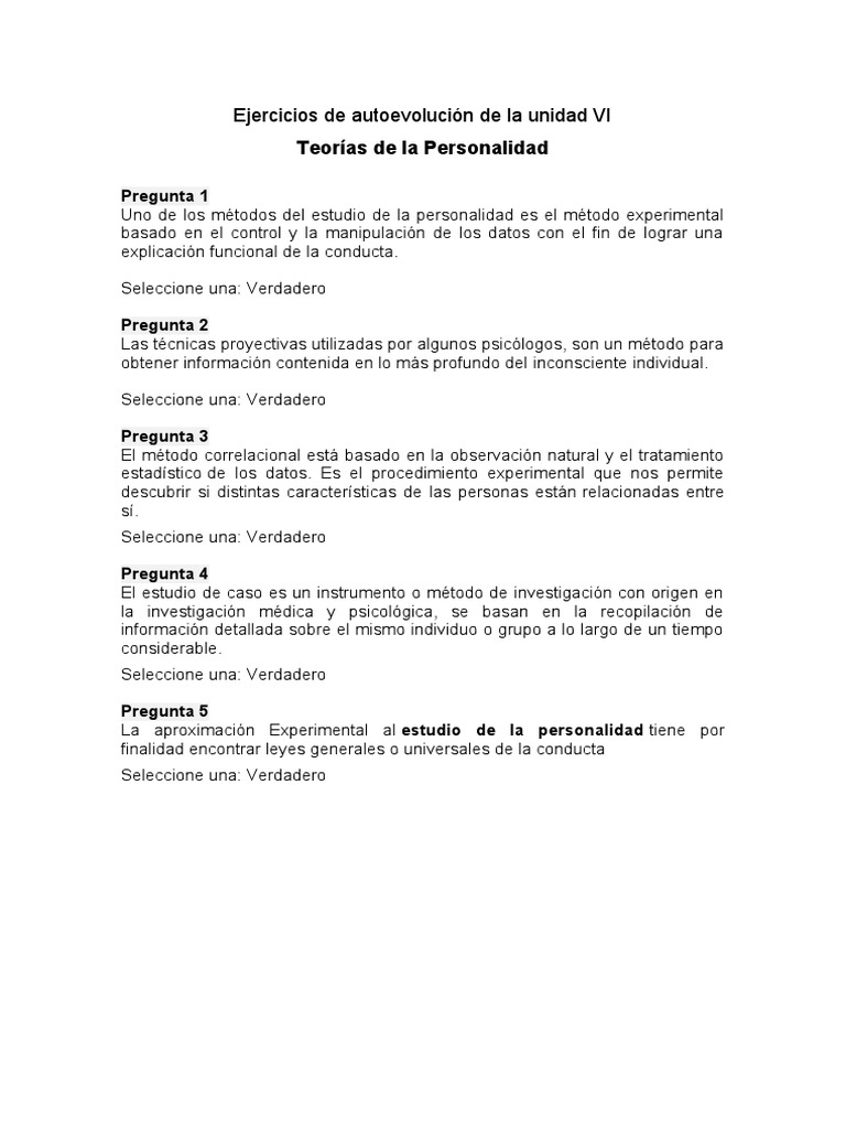 6ta. Semana. Ejercicios de Autoevaluación de La Unidad VI | PDF