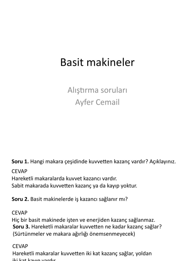 Basit Makineler Sorulari | PDF