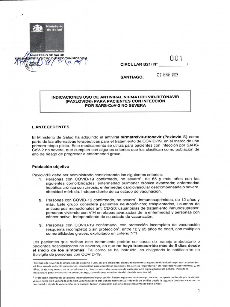 Circular N 1 Uso Paxlovid | PDF