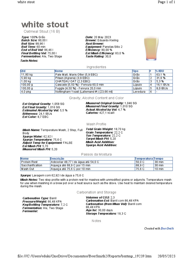 White Stout | PDF | Brewing | Alcoholic Drinks