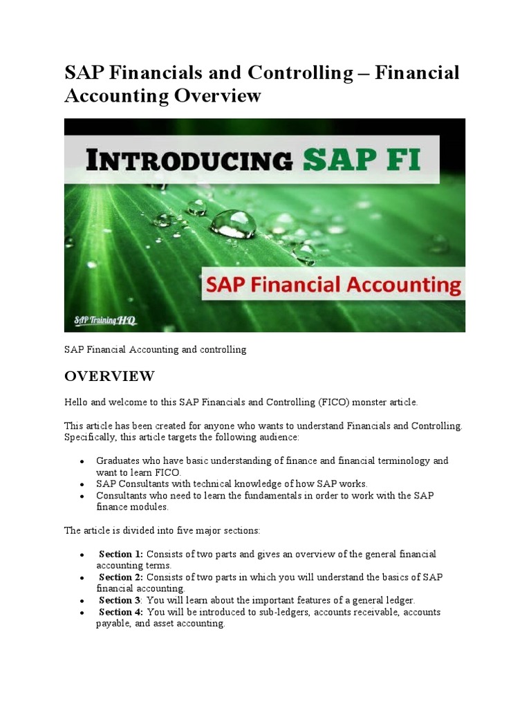SAP_ERP Financials and Controlling_Financial Accounting Overview | PDF ...