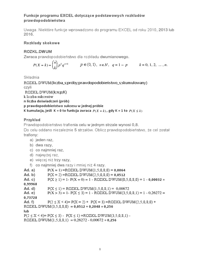 Funkcje Programu EXCEL | PDF