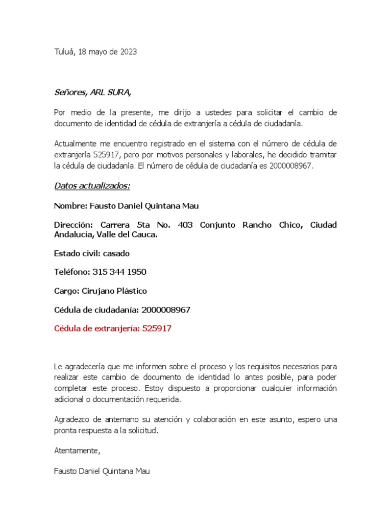 Carta Arl Sura | PDF Carta Arl Sura | PDF