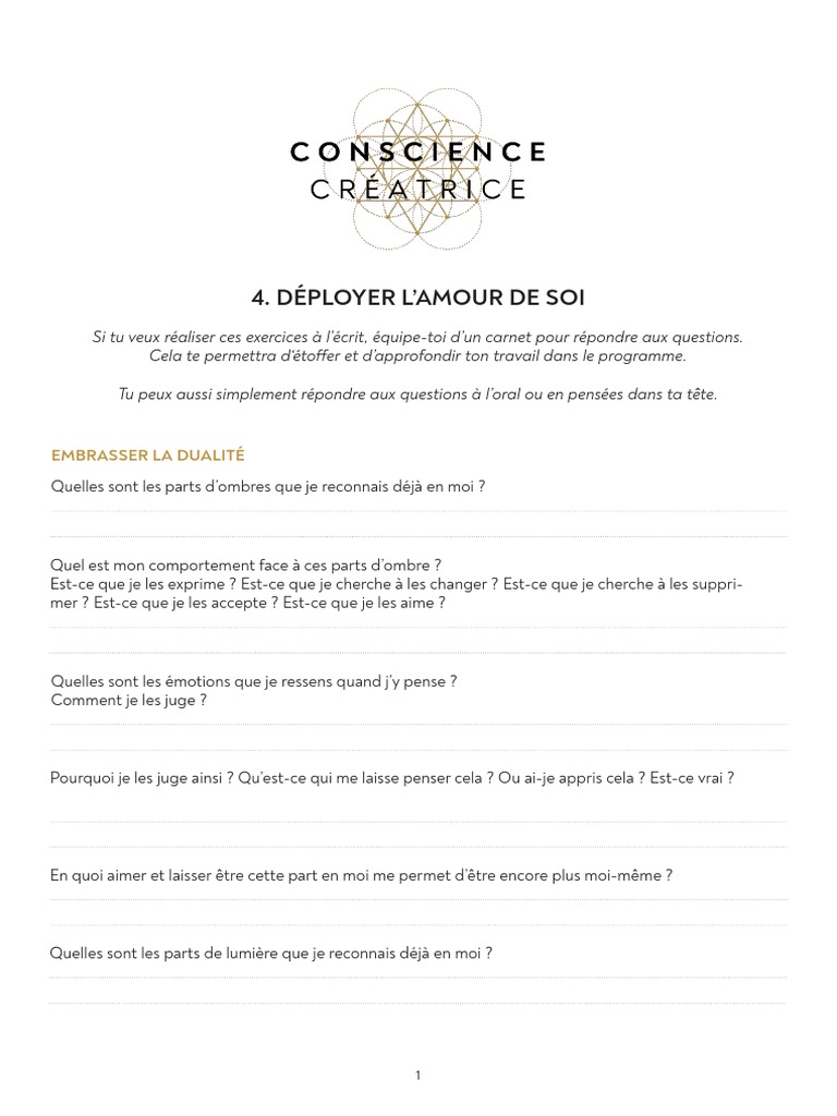 Amour de soi : accepter dualité et ombres | PDF