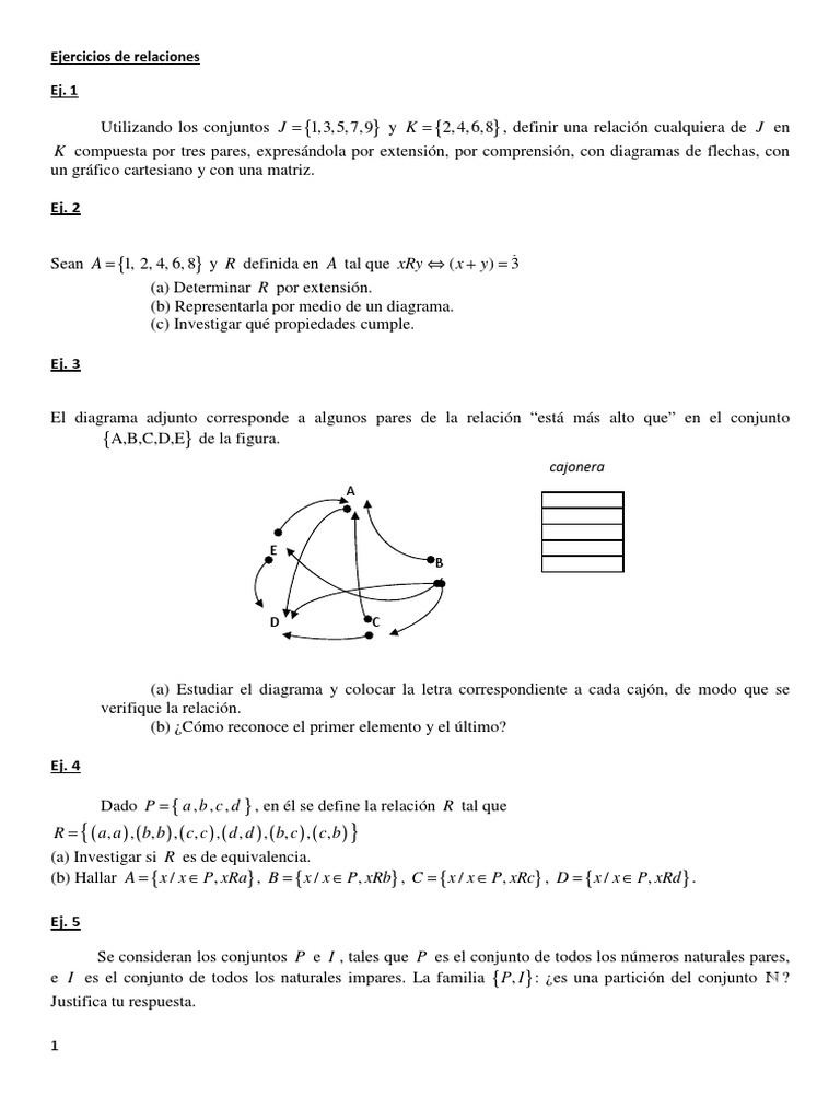 Ejercicios de Relaciones | PDF | Número Real | Geometría