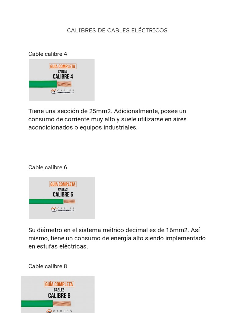 Calibres de Cables Eléctricos | PDF | Hogar, jardinería y bricolaje