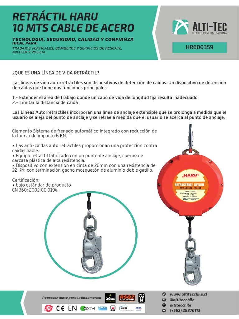 Retractil Haru 10 MTS Cable de Acero | PDF