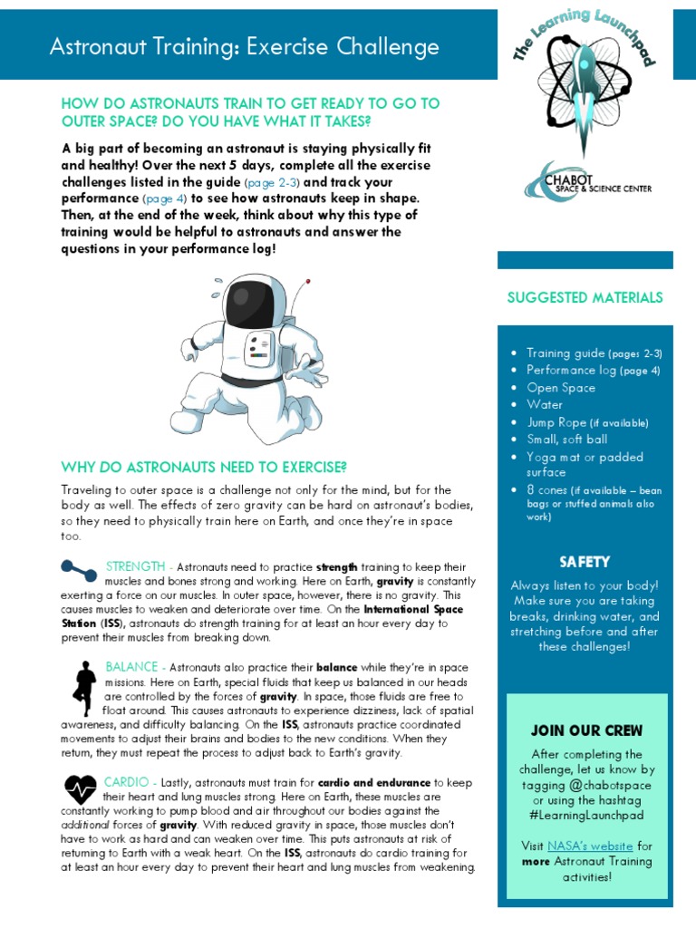 Astronaut Exercise Challenge Guide | PDF | Astronauts | International ...