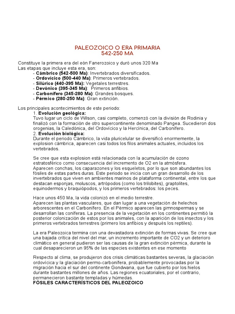 Paleozoico o Era Primaria | PDF | Ciencias de la Tierra | Estratigrafía