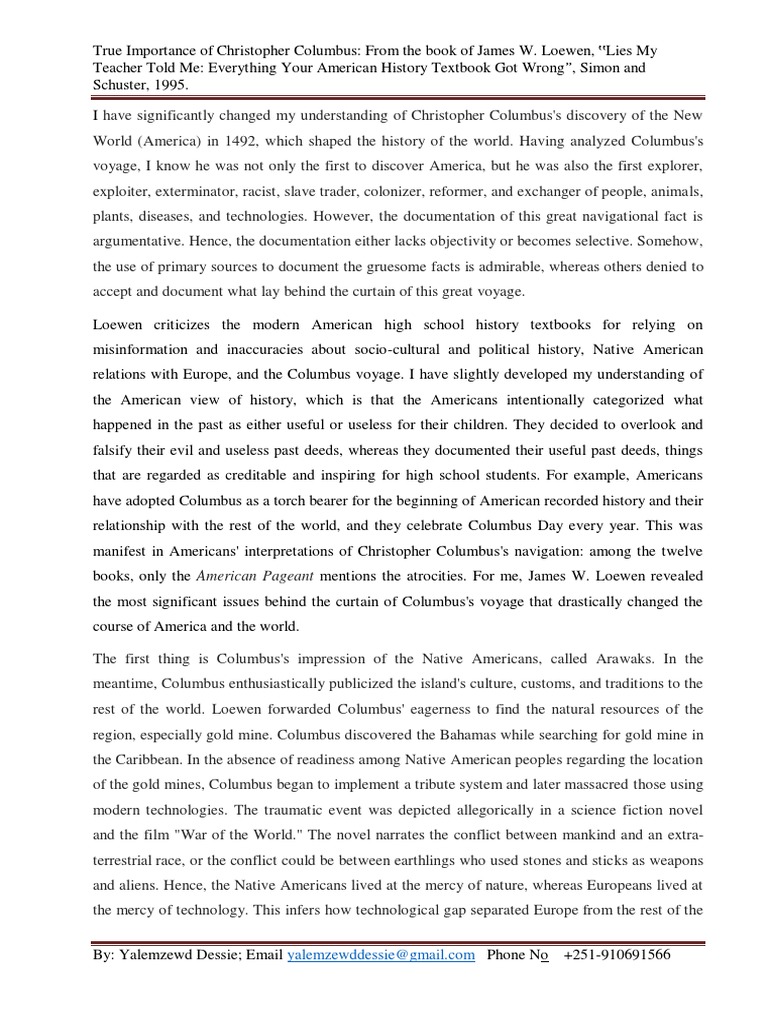 True Importance of Christopher Columbus: From the book of James W ...