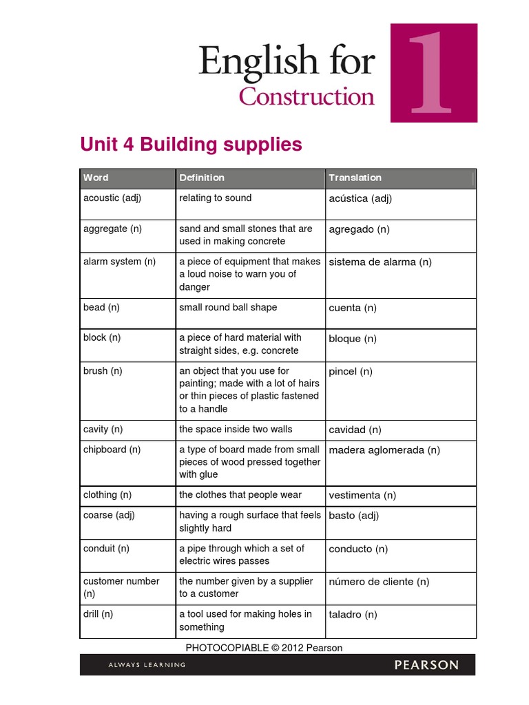 Construction 1 Spanish Unit 4 | PDF | Drywall | Building Engineering