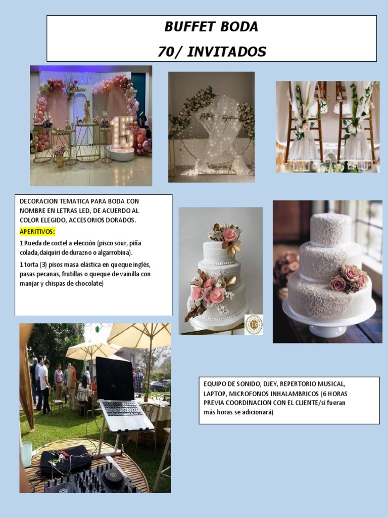 Buffet Boda 2023 70 Invitados Actualizado | PDF | Cocina, comidas y vino