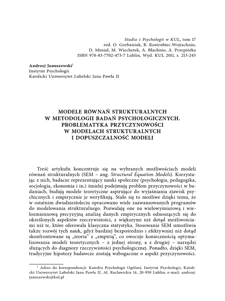 09 Januszewski Modele Rownan Strukturalnych | PDF