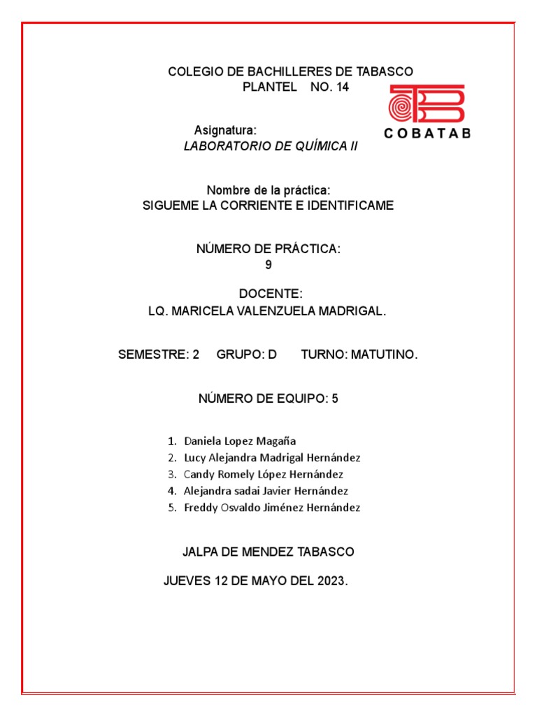 Pract.9 EQ5 2DM 2 PDF | PDF | Compuestos químicos | Compuestos orgánicos